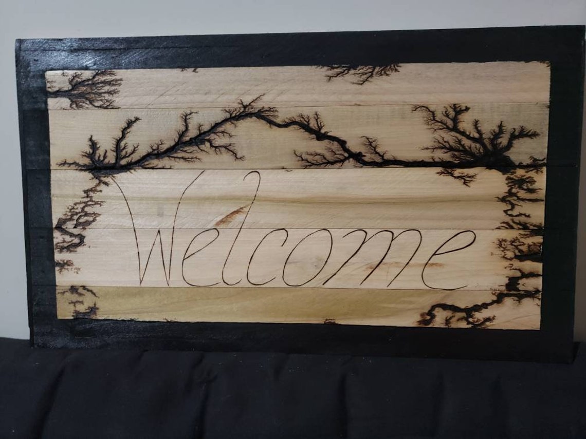 Lichtenberg Welcome Sign Lichtenberg Wood Burning - Etsy