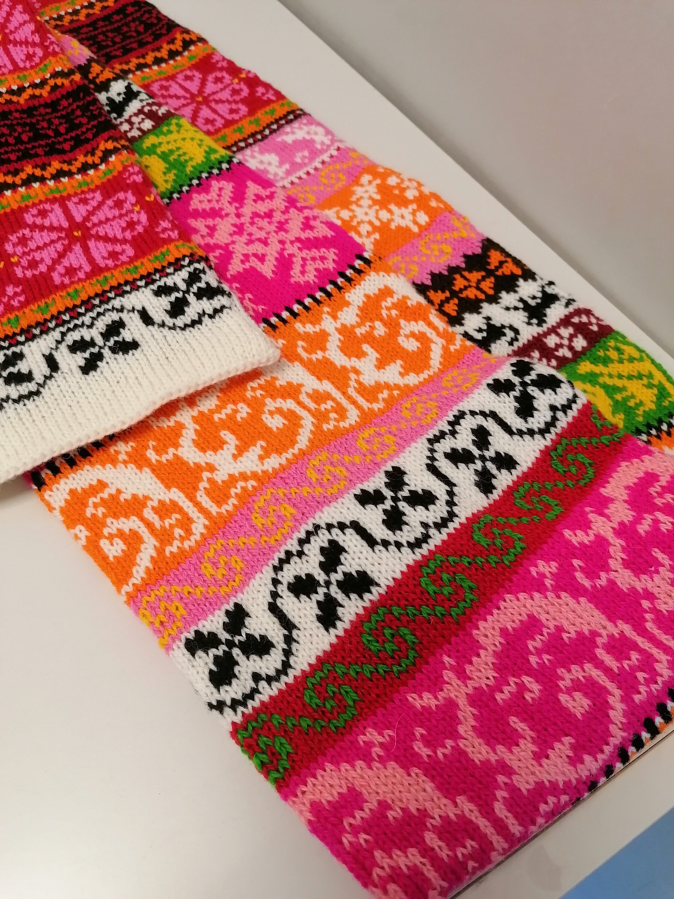 Colourful Long Wool Scarf, Nice Muhu Pattern on It, Double Sided, Thick ...