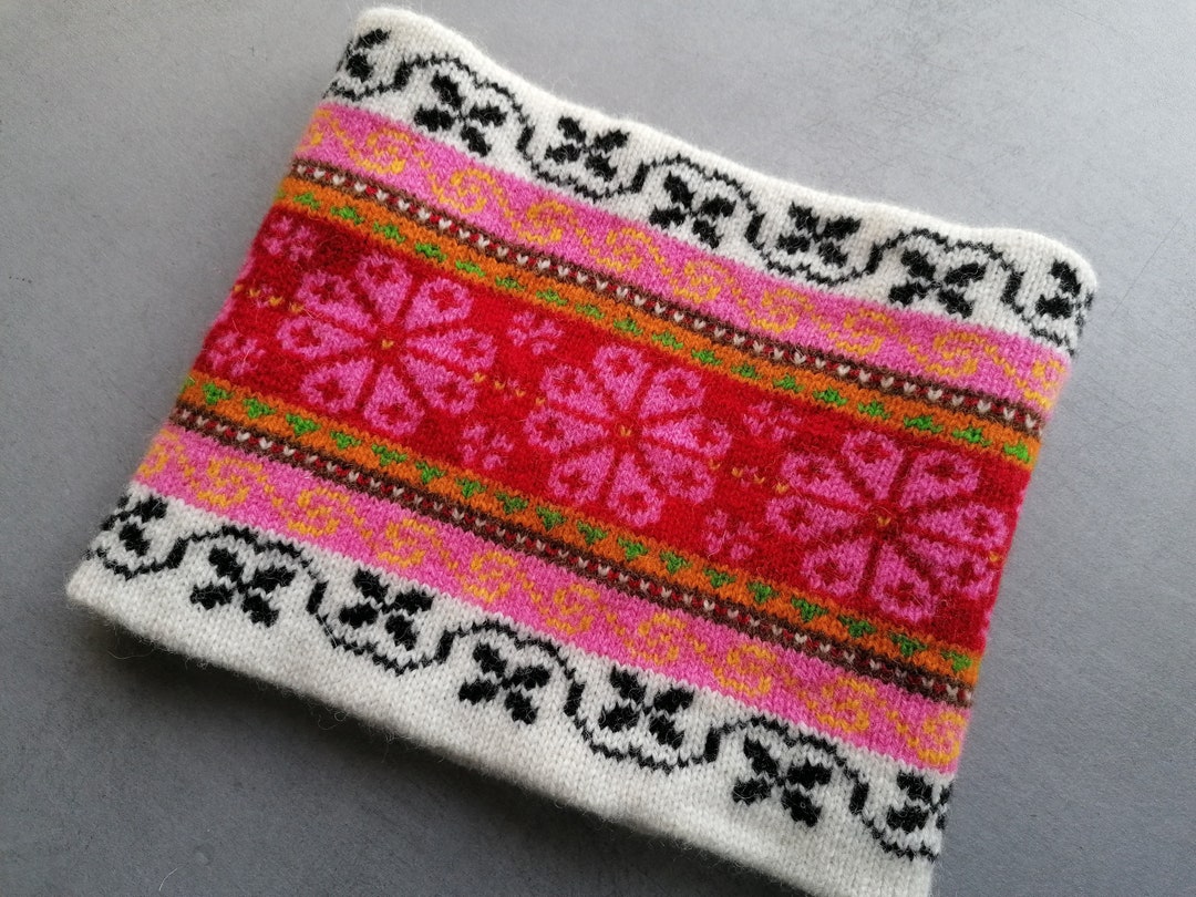 Knitted Neck Warmer With Multicolor Muhu Pattern, Nice Cowl for ...