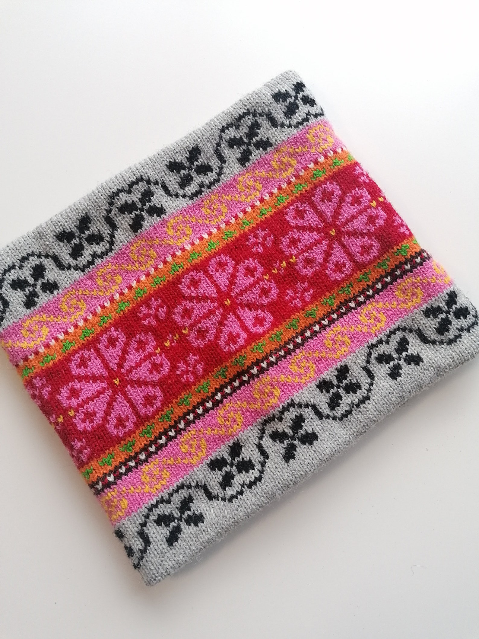 Knitted Neck Warmer With Multicolor Muhu Pattern, Nice Cowl for ...