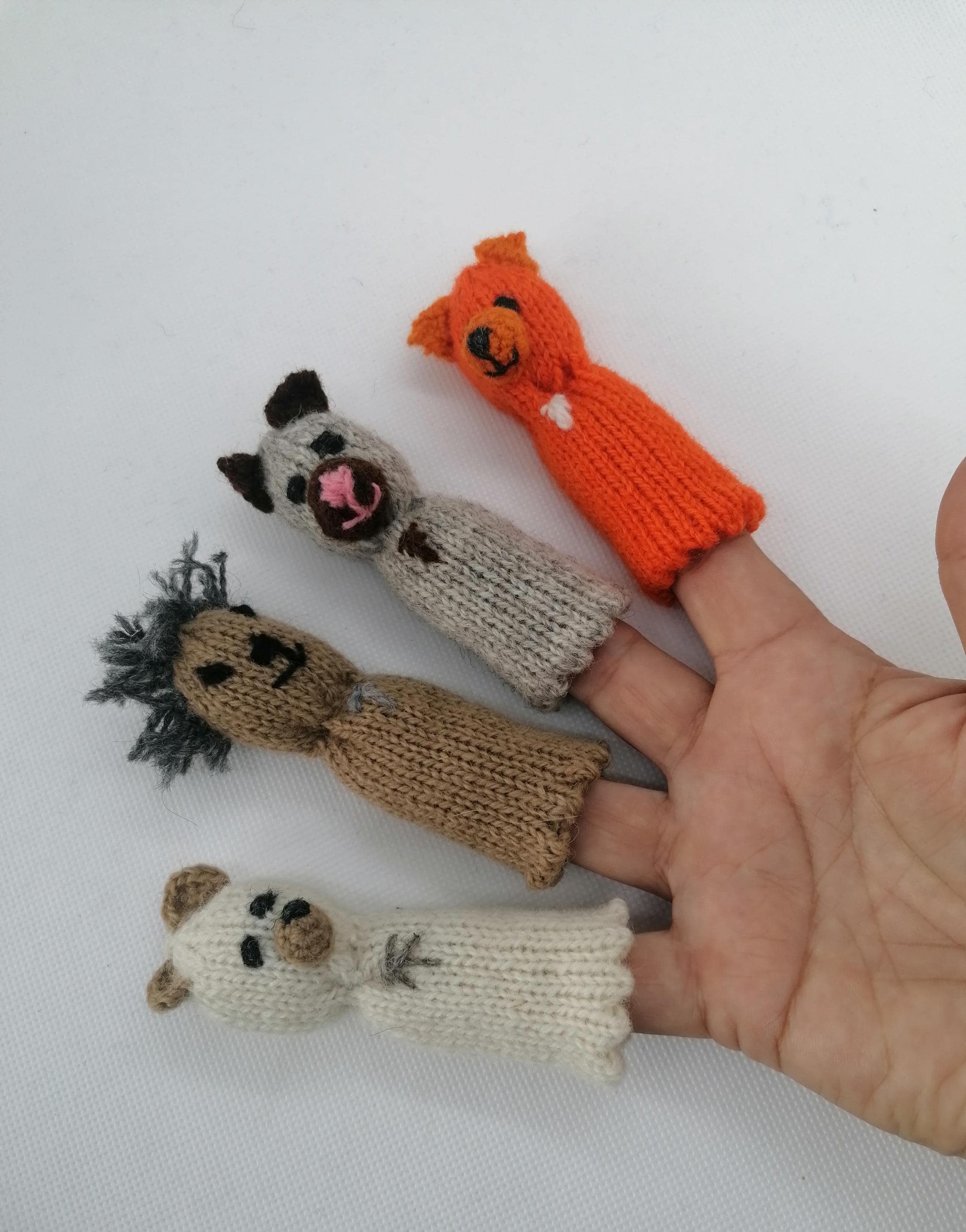 Knitted Woodland Animal Finger Puppet Set, Toy Set for Children - Etsy