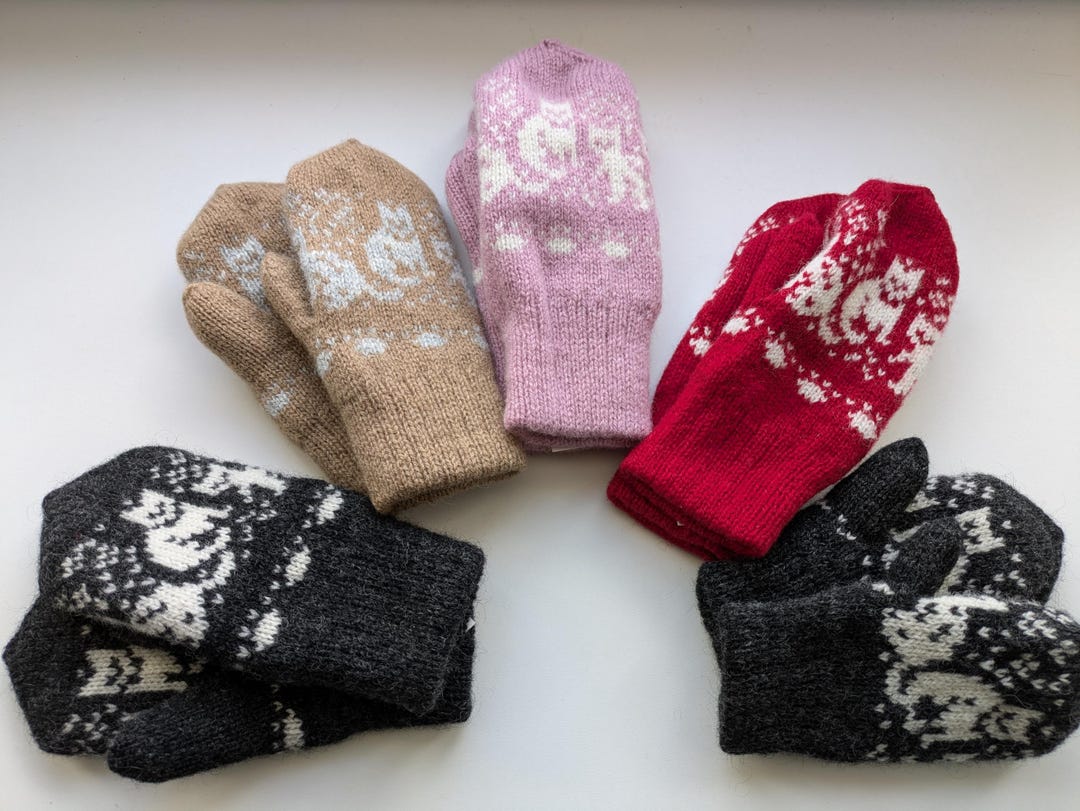 Cute Cat Mittens as Girl's Fashion, Nice Winter Wool Gloves - Etsy