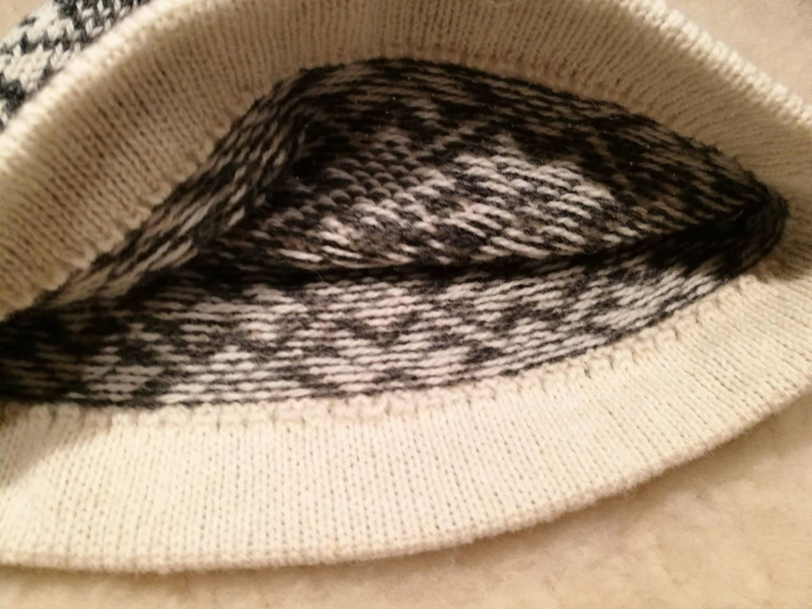Fair Isle Knitted Wool Hat in Estonian Etnic Style White and Dark Grey ...