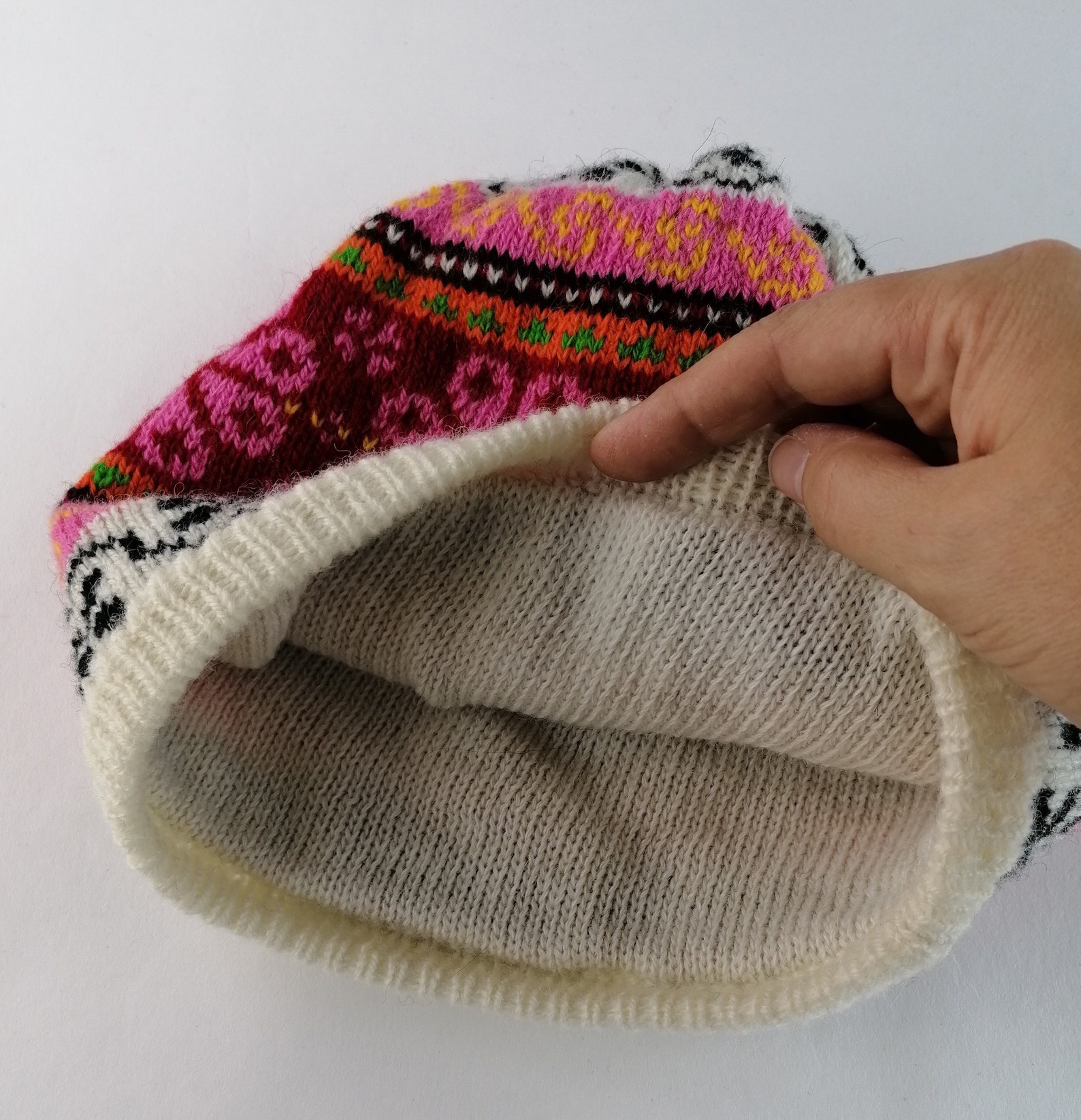 Knitted Lambswool Beanie: Multicolor Muhu Pattern - Etsy