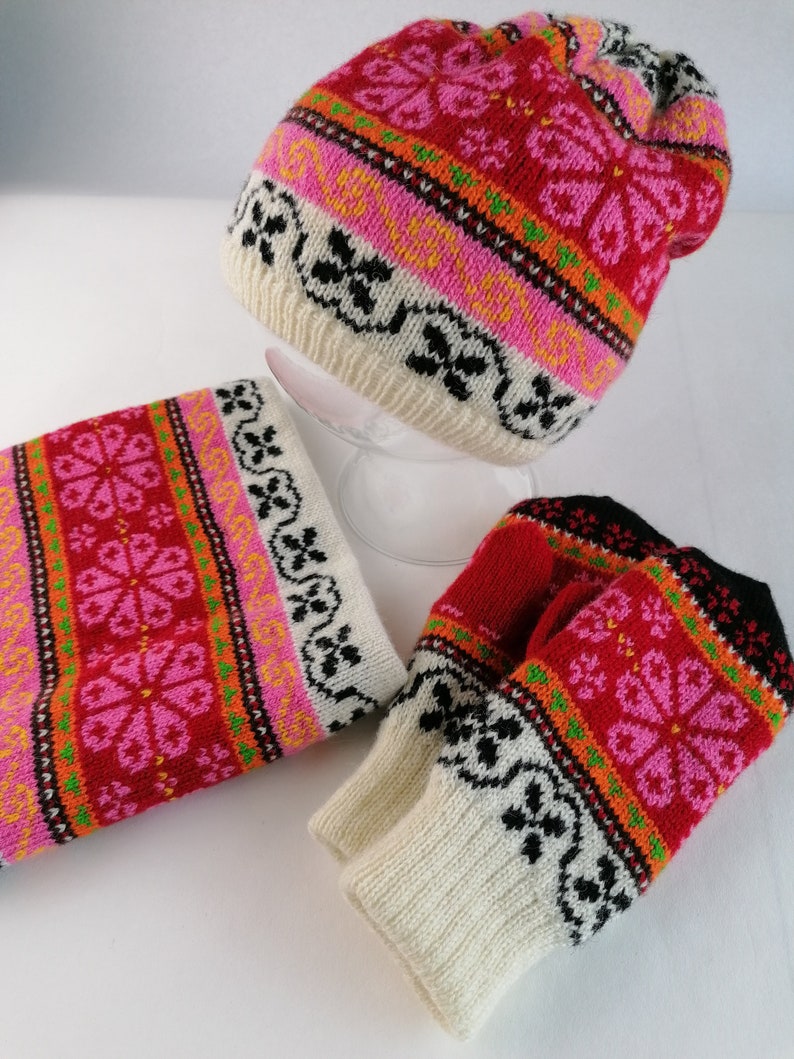 Knitted Lambswool Beanie: Multicolor Muhu Pattern - Etsy