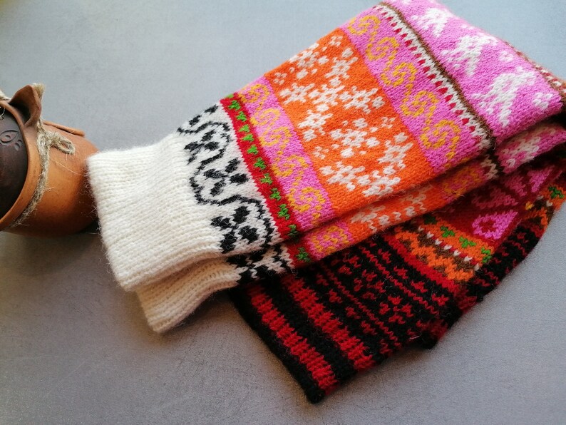 Muhu Pattern Wool Knit Leg Warmers: Estonian Winter Accessories - Etsy