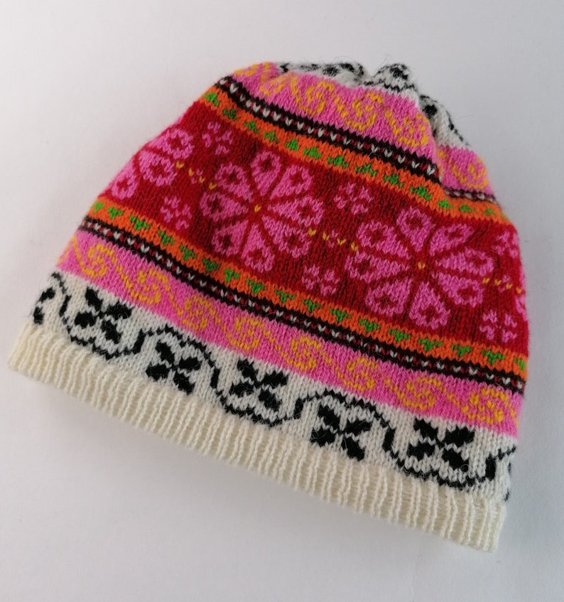 Knitted Lambswool Beanie: Multicolor Muhu Pattern - Etsy