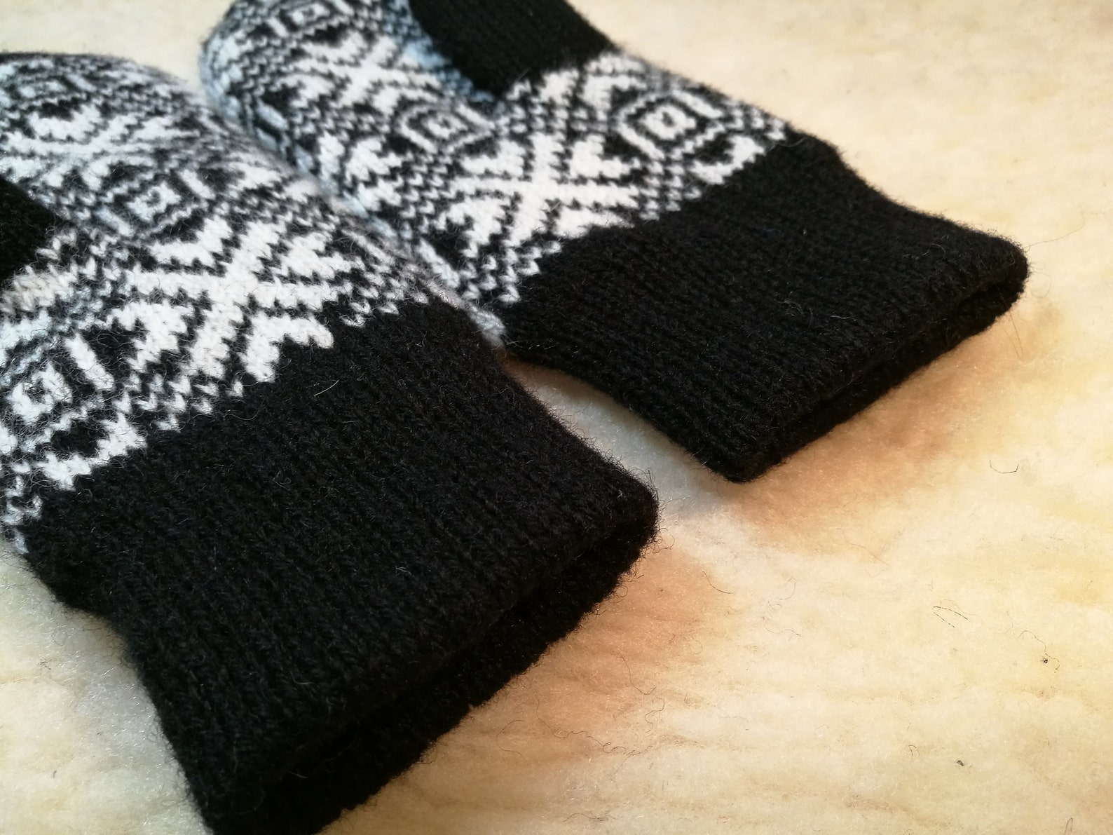 Fair Isle Knitted Wool Mittens Double Lining Traditional - Etsy