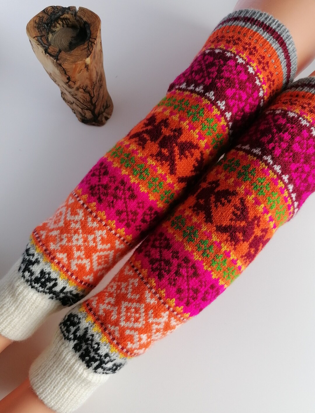 Exquisite Muhu Style Leg Warmers – Long Model With Vibrant Multicolor ...