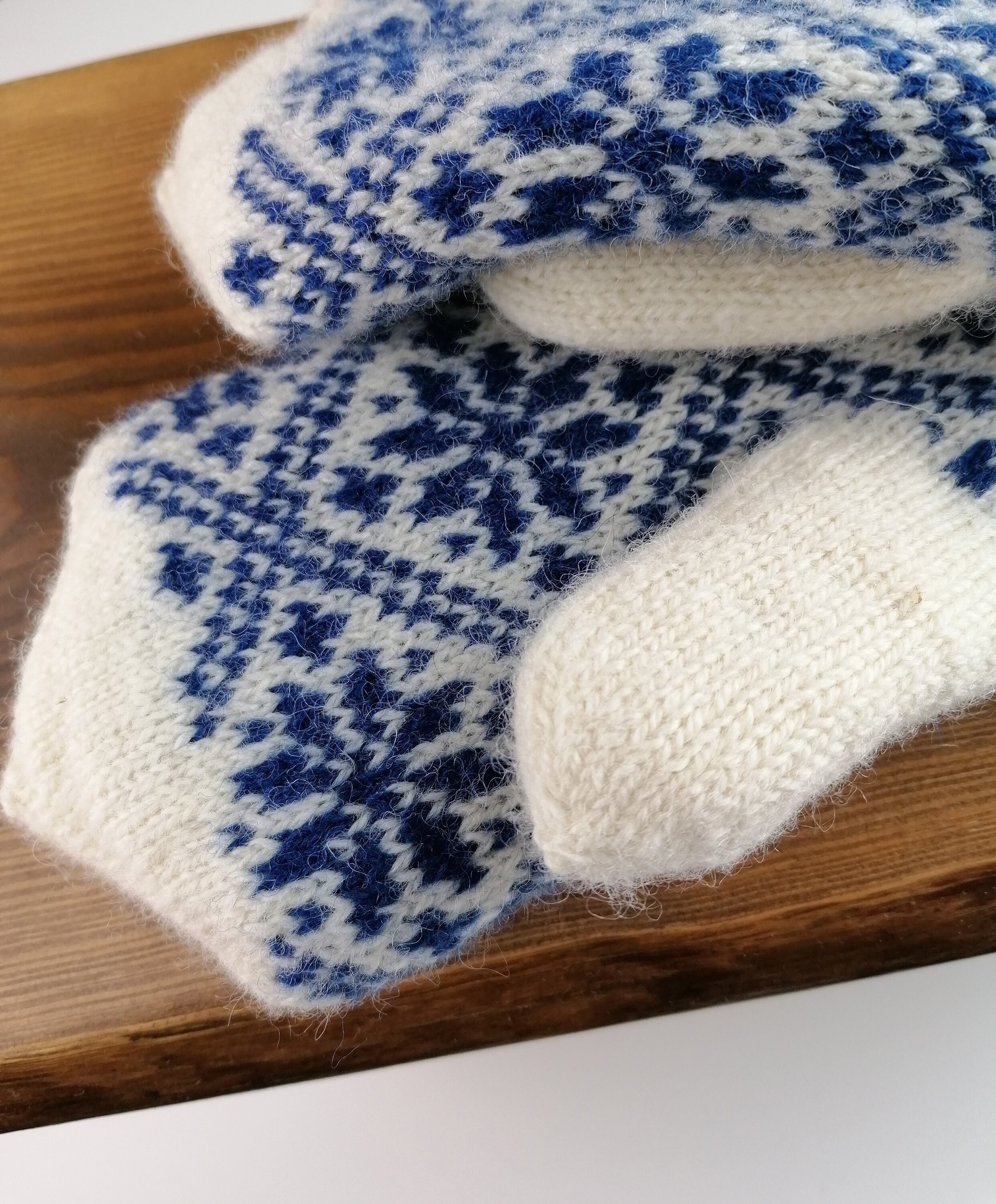 Wool Lined Mittens: Nordic Snowflake Knit, Long Cuff Winter Gloves - Etsy