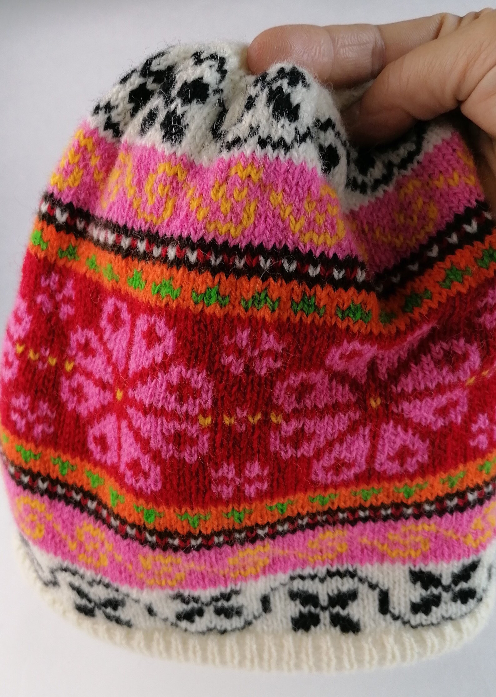 Knitted Lambswool Beanie: Multicolor Muhu Pattern - Etsy