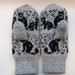 Cozy Cat Patterned Wool Mittens in Grey Variation - Etsy