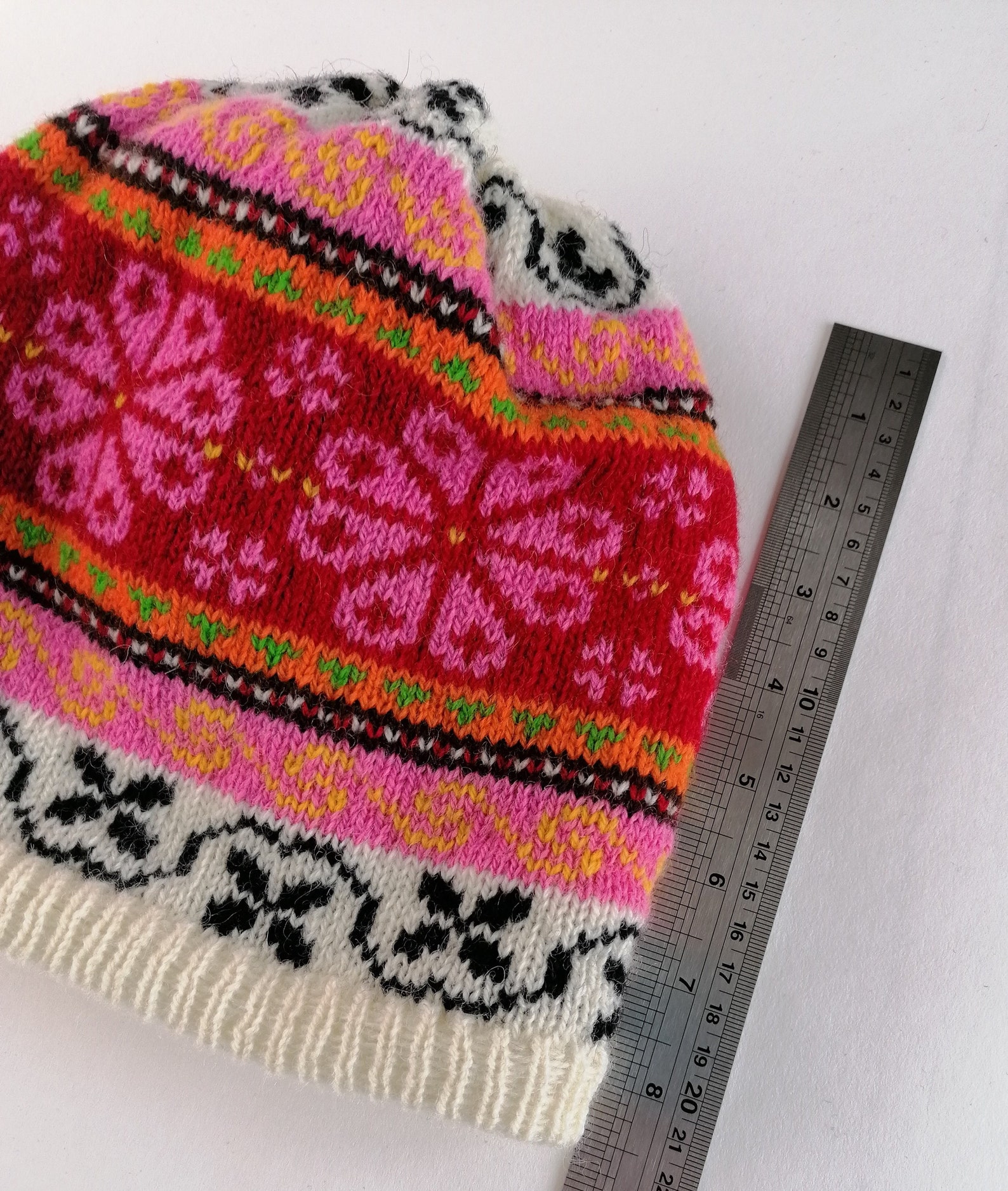 Knitted Lambswool Beanie: Multicolor Muhu Pattern - Etsy