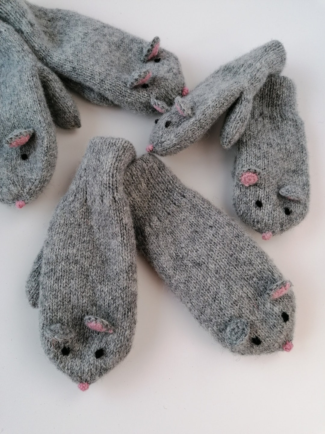 Knitted Mice Mittens, Warm Wool Mittens for Kids and Adult, Funny ...