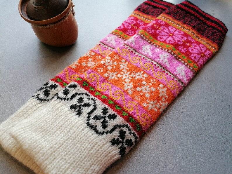 Muhu Pattern Wool Knit Leg Warmers: Estonian Winter Accessories - Etsy