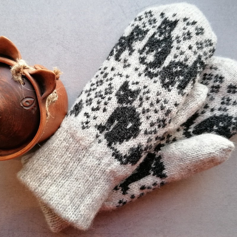Cozy Wool Cat Mittens - Etsy
