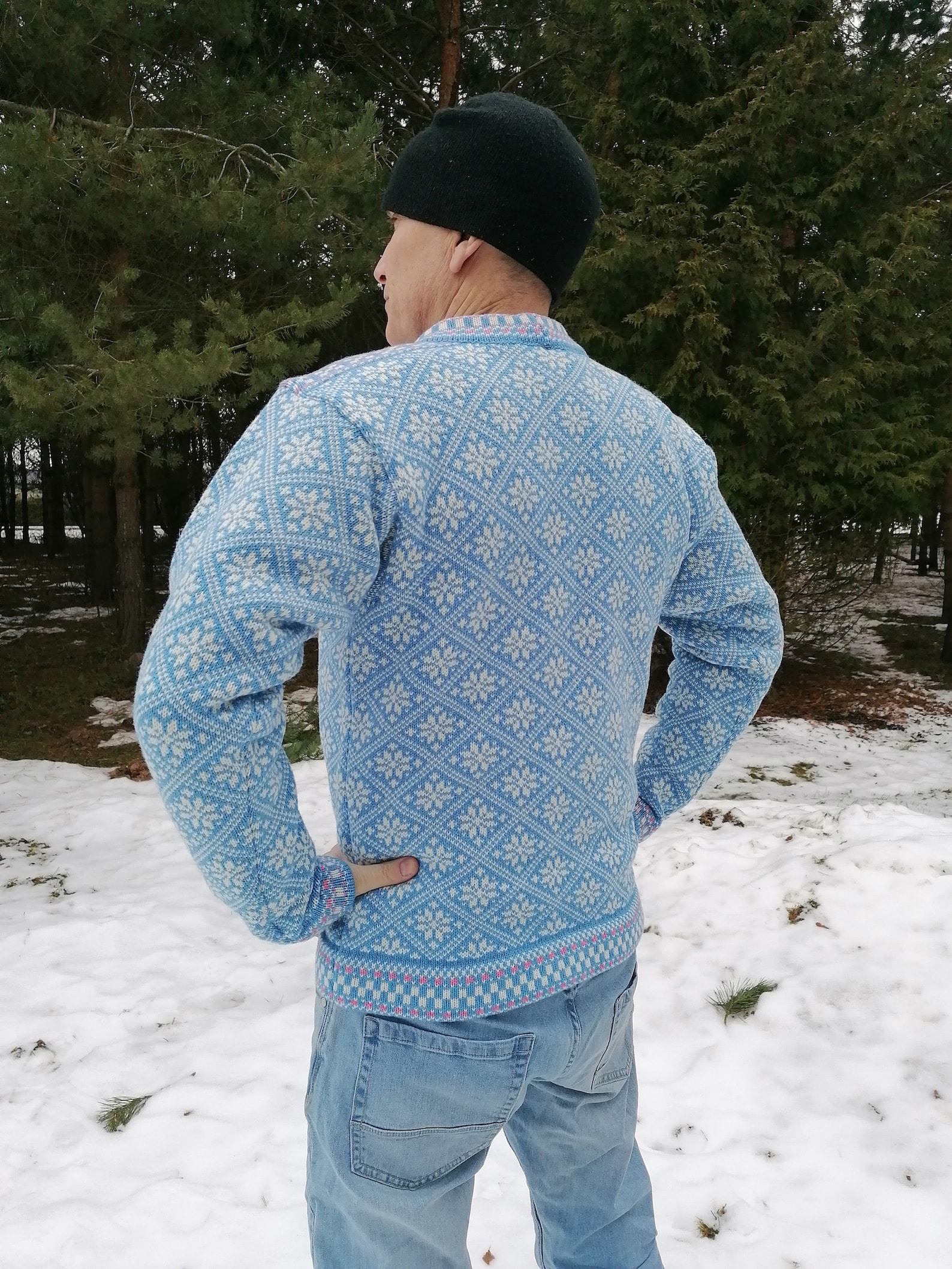 Wool Knit Sweater: Kihnu Troi Nordic Star Pattern - Etsy