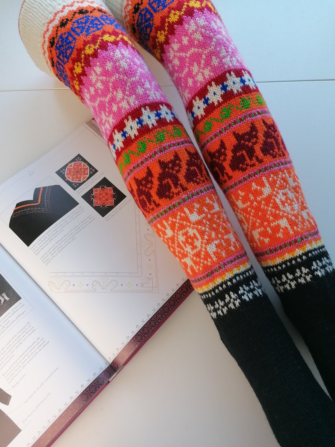 Adorable Muhu Stockings, Long Model and Knitted From Natural Lamb Wool ...