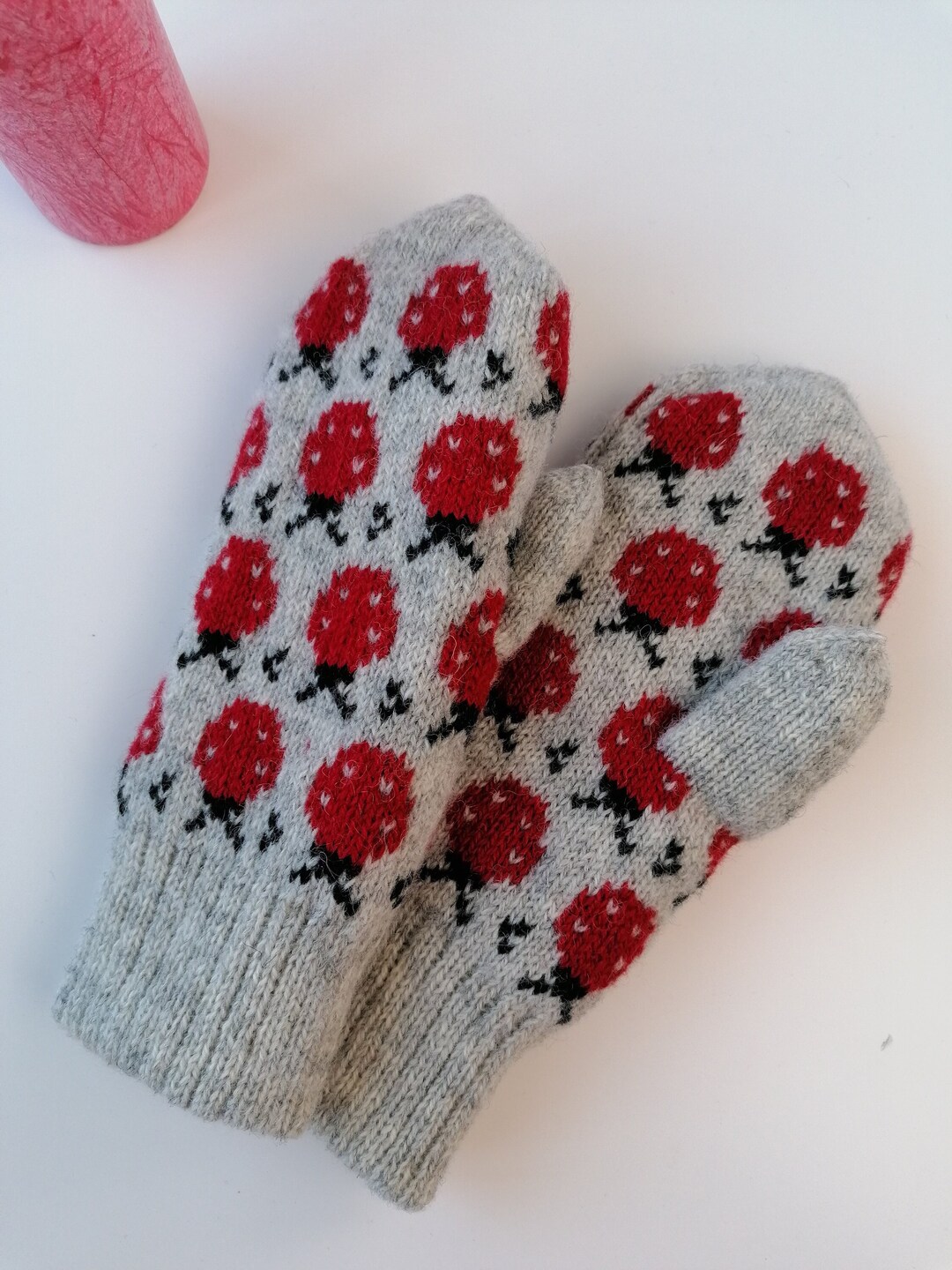 Ladybug Mittens Wool Mittens With Lining Warm Gloves for the - Etsy