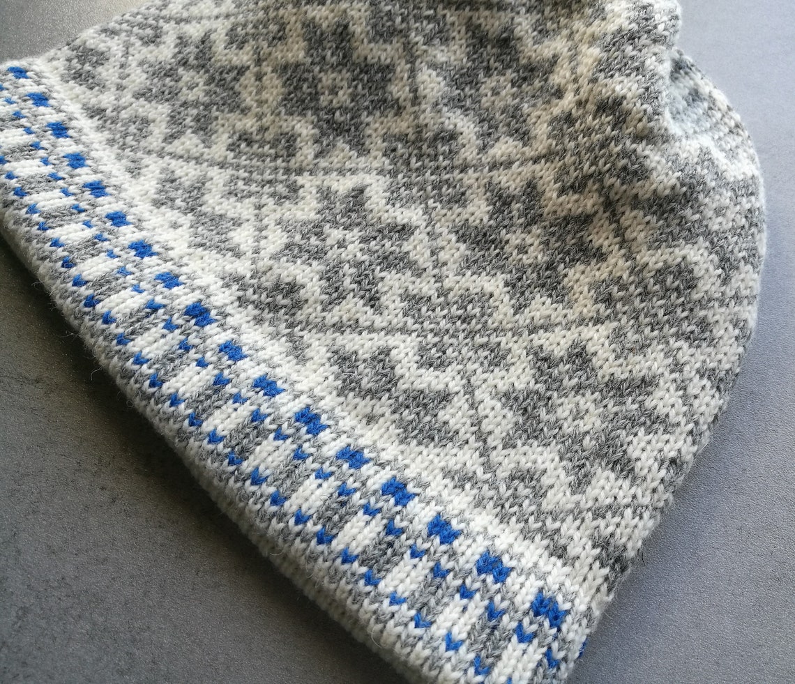Fair Isle Nordic Star Pattern Knitted Wool Hat in Estonian - Etsy