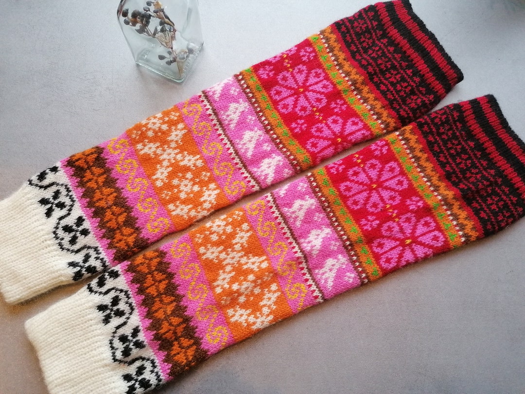 Adorable Muhu Pattern Finely Wool Knitted Leg Warmerslong - Etsy UK