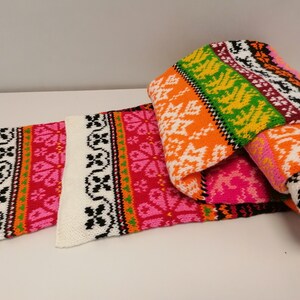 Colourful Long Wool Scarf, Nice Muhu Pattern on It, Double Sided, Thick ...
