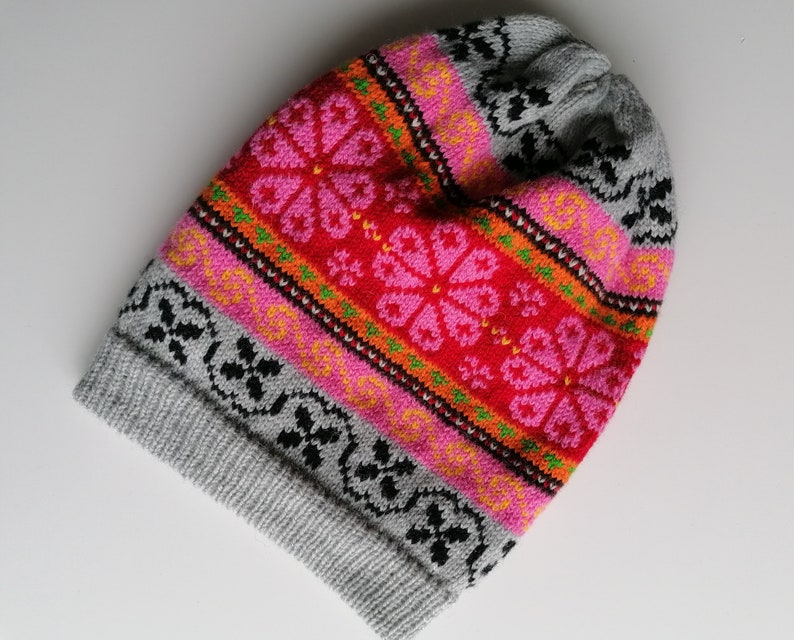 Knitted Lambswool Beanie: Multicolor Muhu Pattern - Etsy