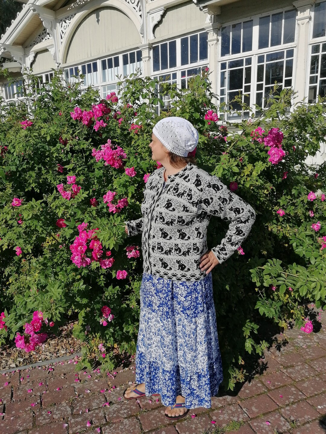 Lambswool Cat Pattern Cardigan: Hand-knitted Women's Sweater - Etsy