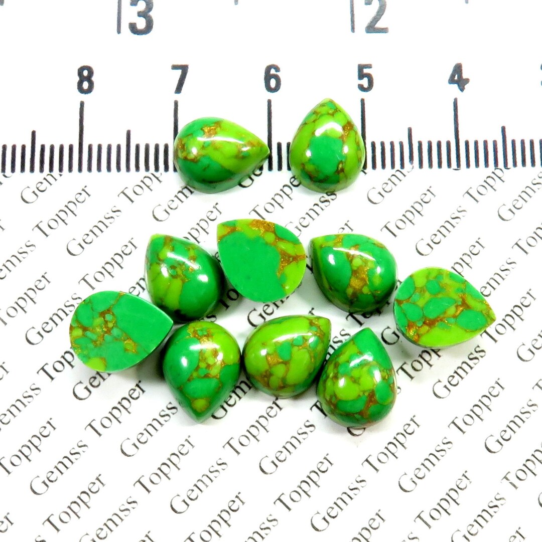 Green Mohave Turquoise 7x9 Mm, 7x10 Mm, 8x10 Mm, 8x12 Mm, 9x12 Mm Pear ...