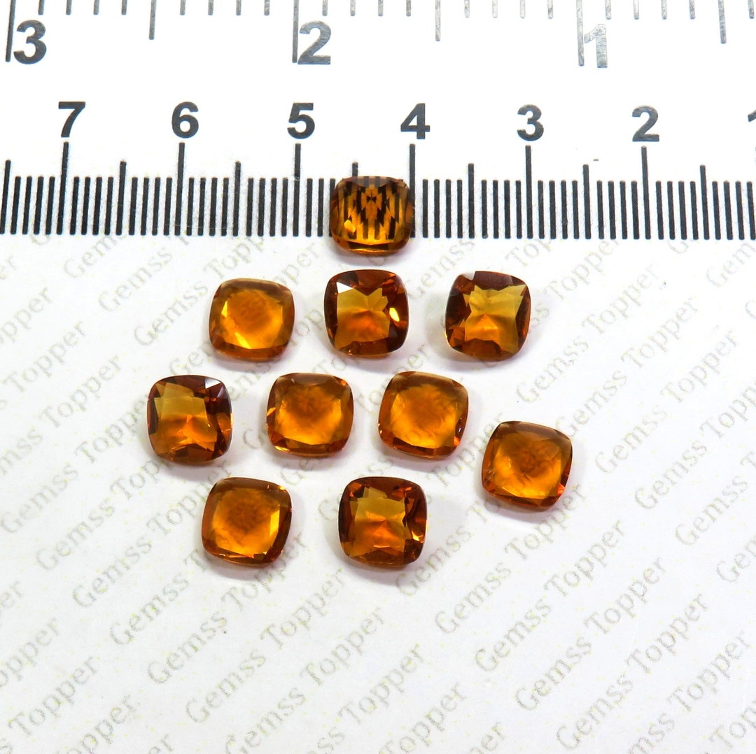 Brandy Quartz 5 Mm, 6 Mm, 7 Mm Cushion Faceted- AAA Quality for Jewelry ...
