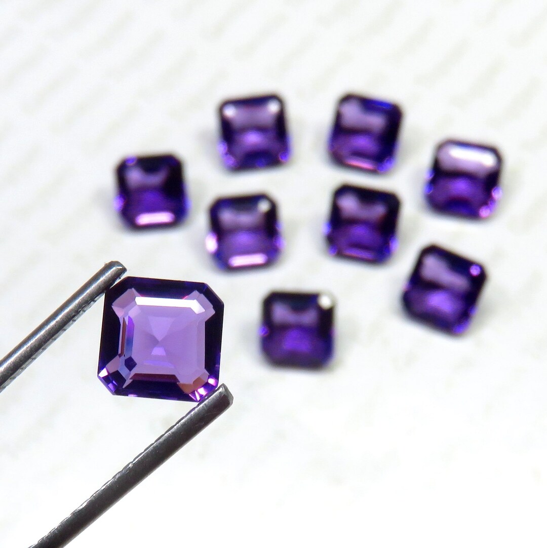 Amethyst 8 Mm, 9 Mm, 10 Mm Asscher Cut - AAA Quality for Jewelry Making ...