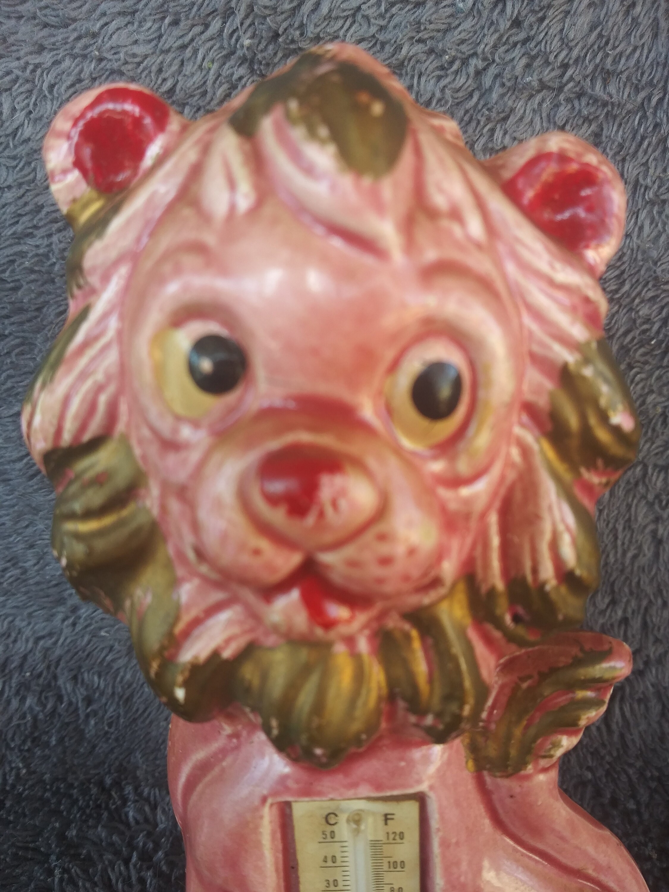 Early Vintage Ceramic Lion Thermometer Figurine | Etsy