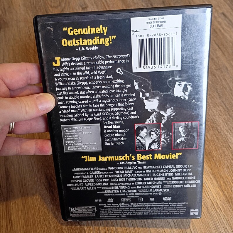 Dead Man DVD Johnny Depp Jim Jarmusch Film Complete Case, Inserts, Disc ...