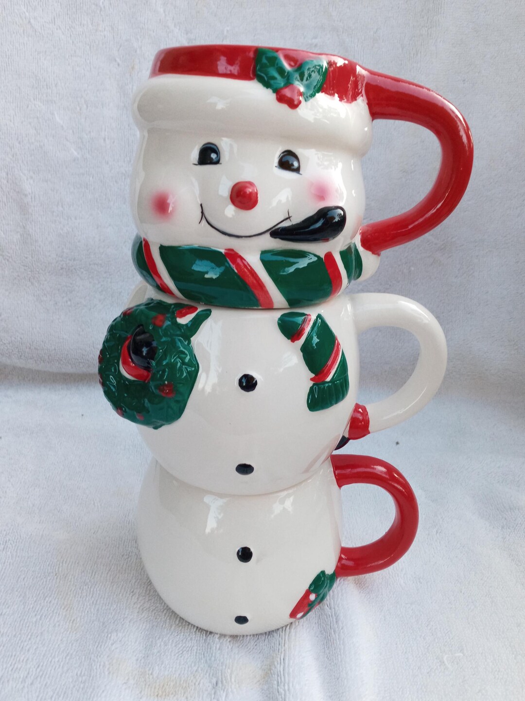 Transpac Stacking Snowman Christmas Mugs Set of Three - Etsy