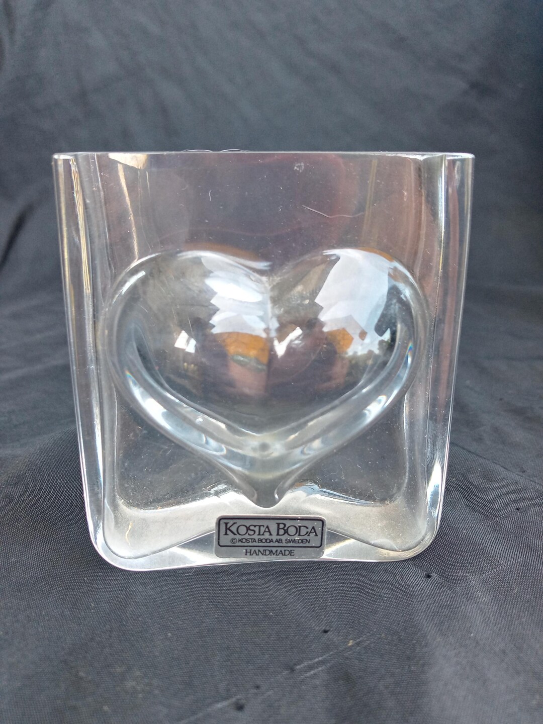 Small Kosta Boda Glass Boxy Heart Vase - Etsy