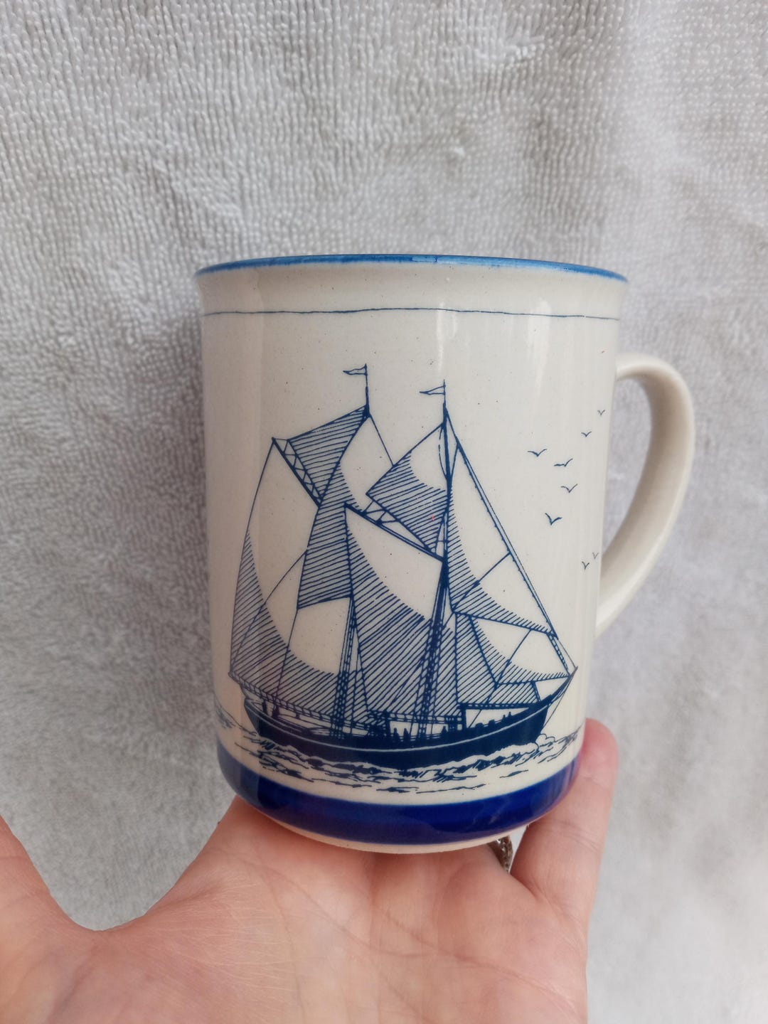 Vtg SPODE Blue Clipper Ship Stoneware Coffee Mug - Etsy