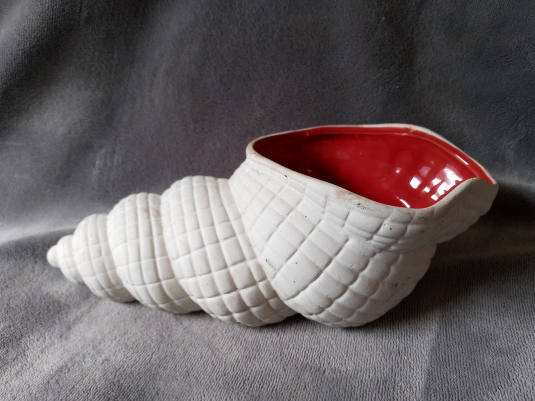 Vintage 10" Long Pottery Spiral Shell Planter - Etsy