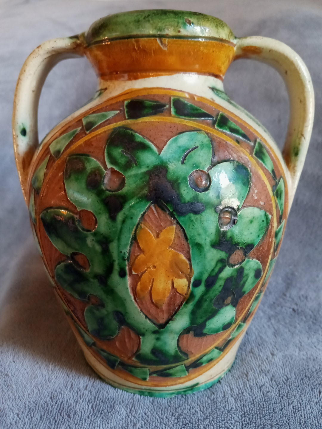 Beautiful Vintage Italian Redware Mojalica Glazed Pottery 7" Vase - Etsy