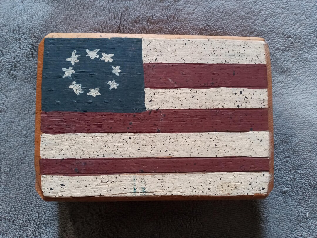 Primitive Style Wooden Block American Flag 5" X 3.5" X 1.5" - Etsy