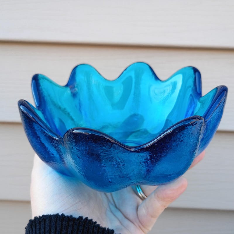 Blenko Blue Glass Bowl - Etsy