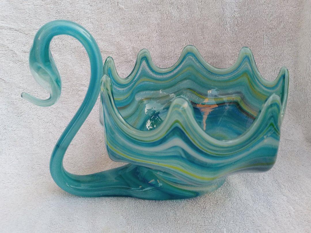 Vtg Sooner Art Glass Swan MCM Habd Stretched Blown Glass - Etsy