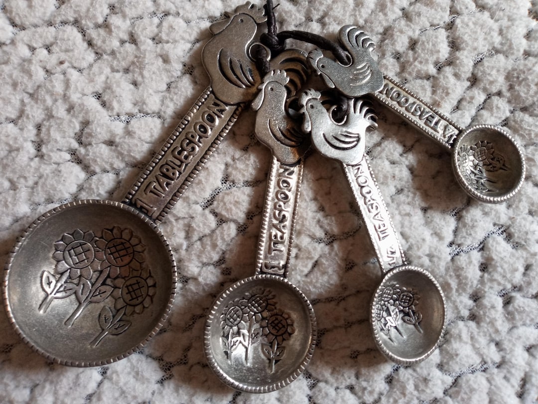 Vtg Ganz Farmhouse Metal Rooster Measuring Spoon Set - Etsy