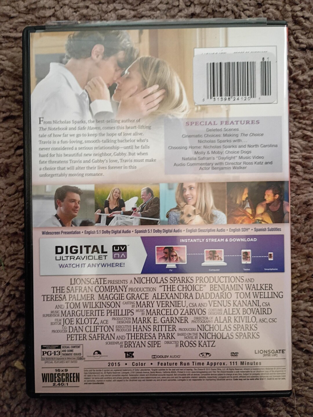 The Choice DVD Complete Case, Inserts, and Disc Nicholas Sparks - Etsy UK