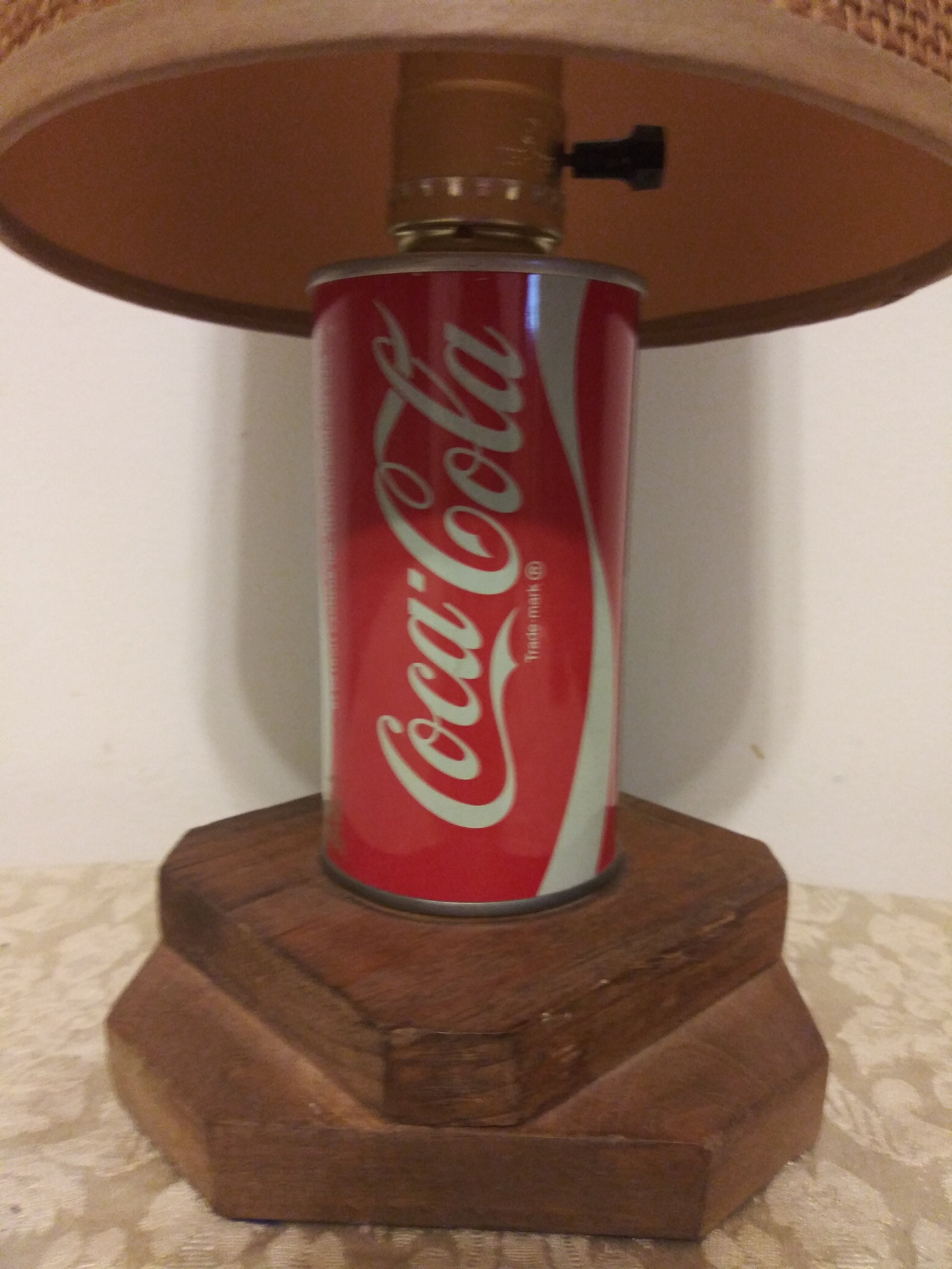 Vintage 15" Coca Cola Can Table Lamp and Tweed Shade - Etsy