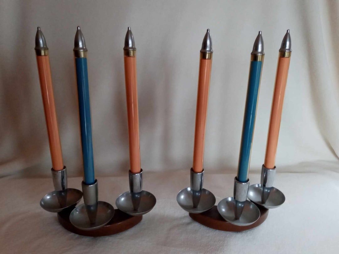 Mid-century Oil Candlestick Holders With Oil Candles - Etsy
