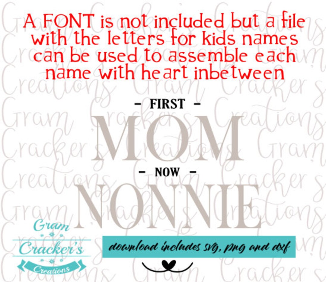 First Mom Now Nonnie Svg, Instant Download Cut File for Cricut and ...
