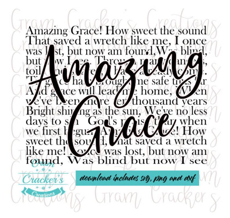 Amazing Grace Hymn,svg Cut File for Cricut, Silhouette and Other ...