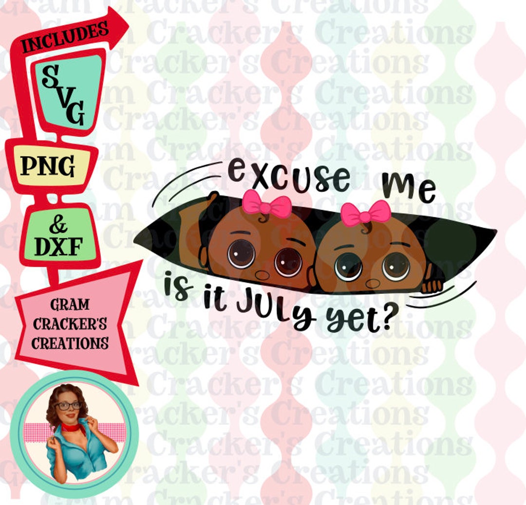 Excuse Me Twin Maternity African American Svg, Peeking Baby Cut File ...