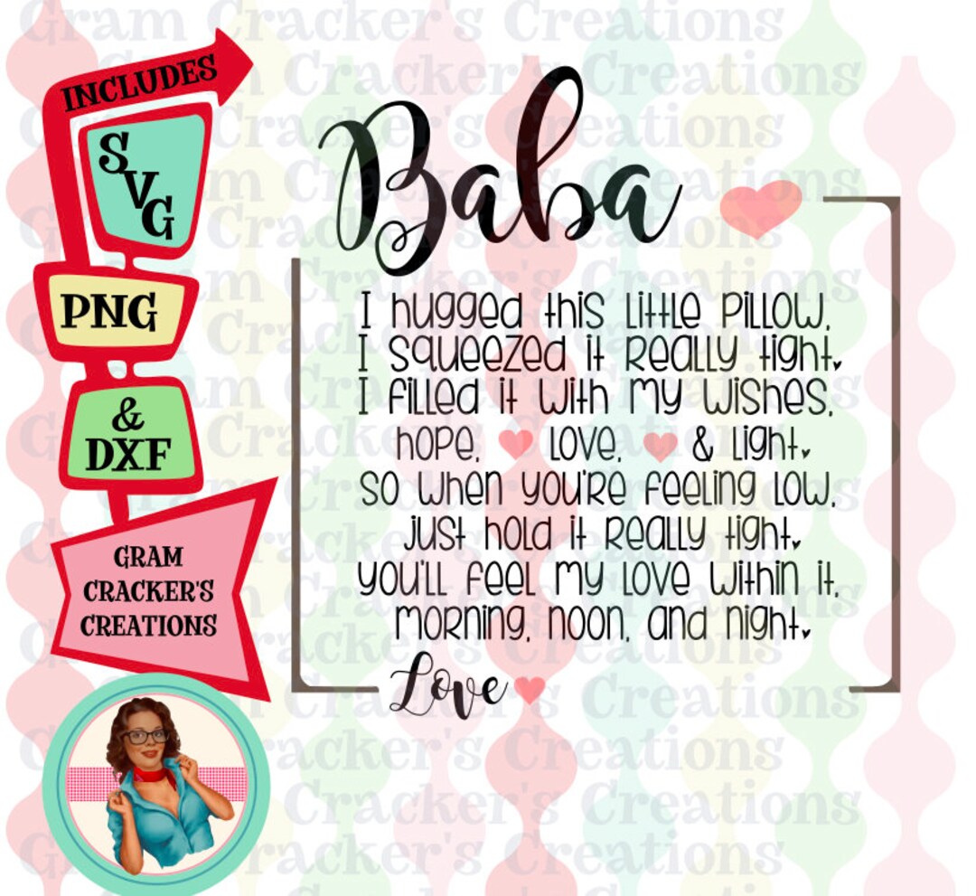 Baba Pillow Quote SVG Cut File: Grandma Gift (digital Download) - Etsy