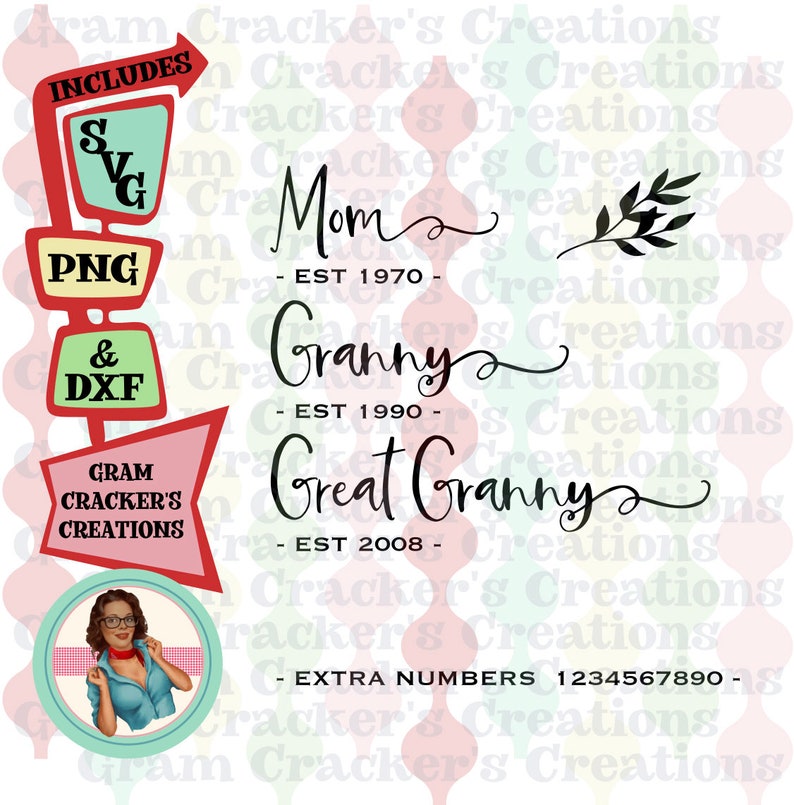 Mom Granny Great Granny Svg Instant Download Cut File For Etsy